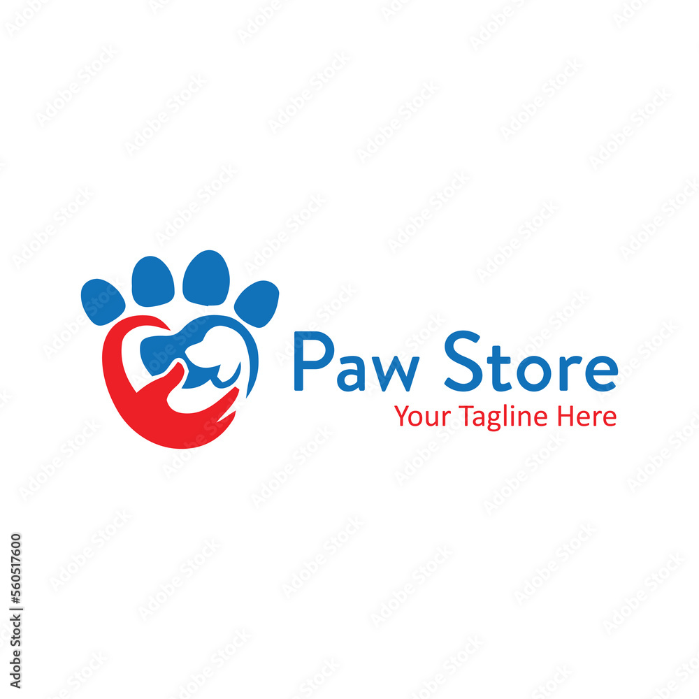 paw store logo design vector format Stock Vector | Adobe Stock