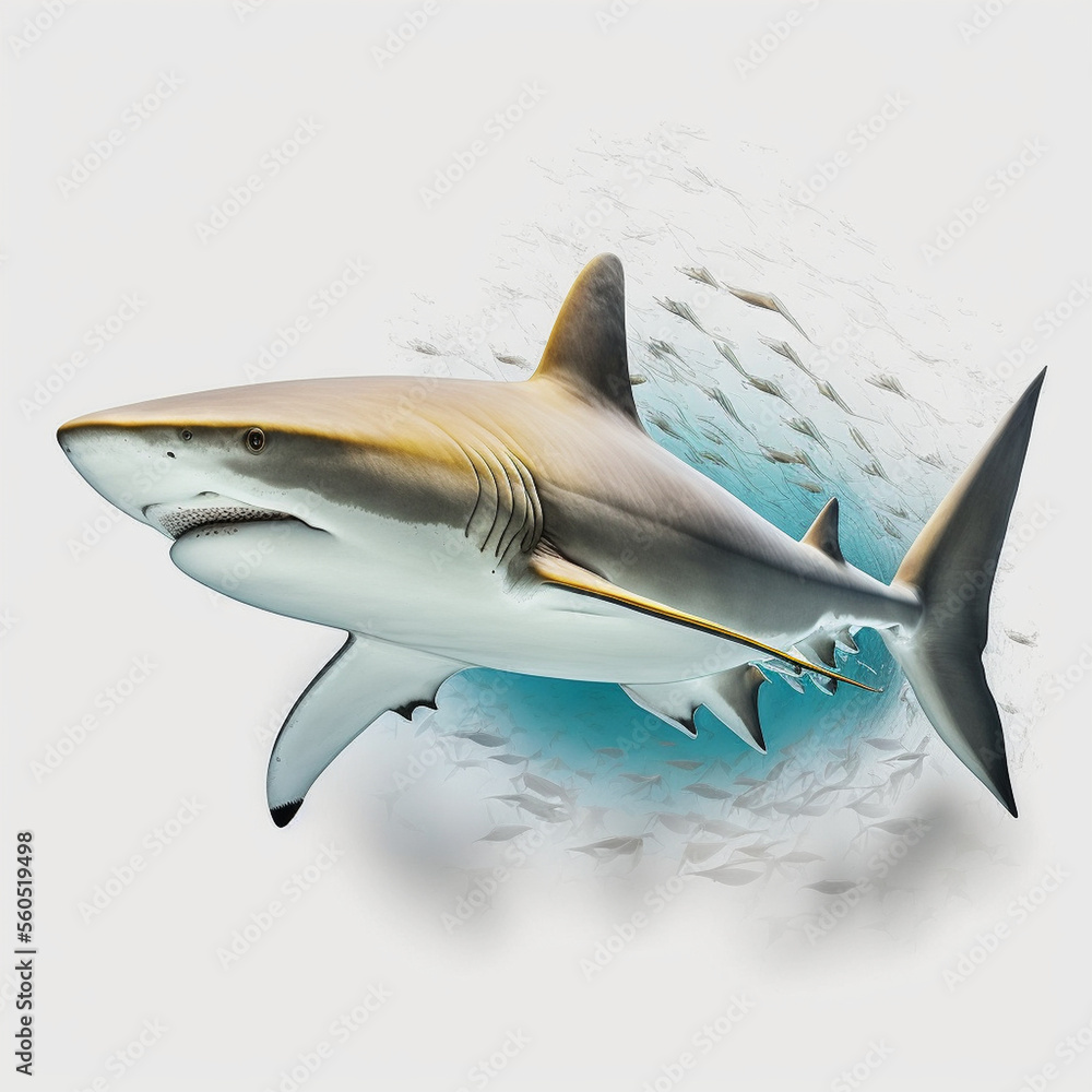 Blacktip Reef Shark full body image with white background ultra ...