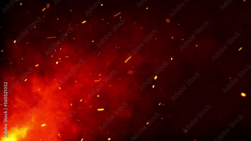 Stockvideon Abstract loop glow orange fire particles with smoke cloud ...