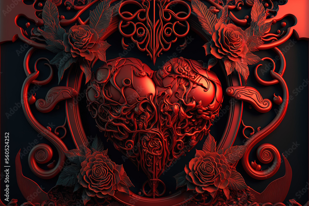 Gothic Heart and Roses. AI Generated Art Stock Illustration | Adobe Stock