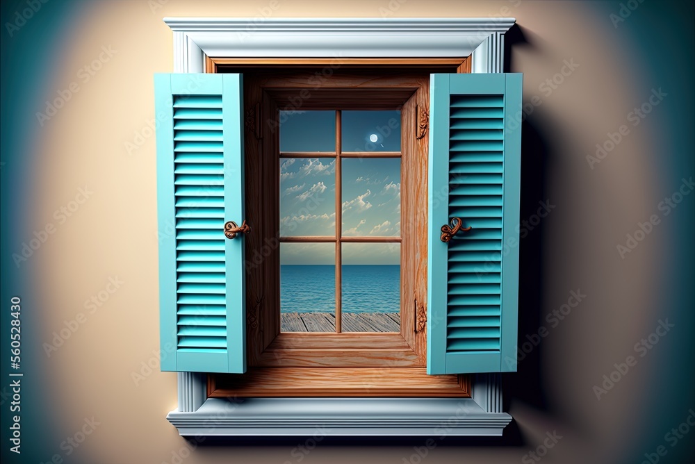 sliding shutters made of wood and polycarbonate windows. Generative AI ...