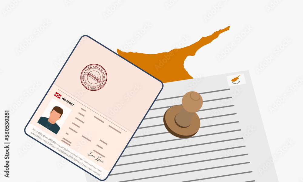 Cyprus visa, open stamped passport with visa approved document for ...