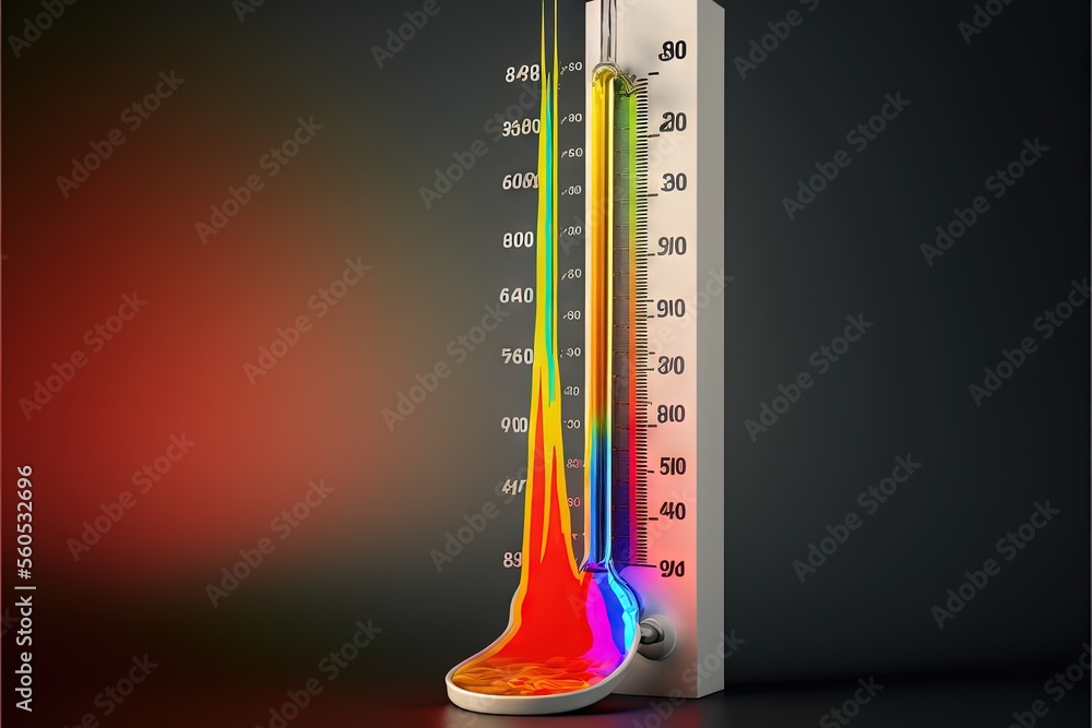 a thermometer with a temperature of degrees and a temperature of ...