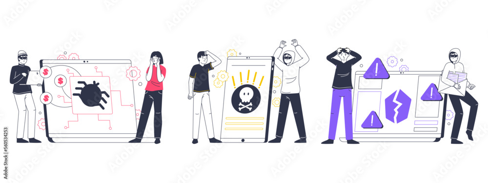 Internet scam phishing. Cyber hacker attack, online cyber crime ...