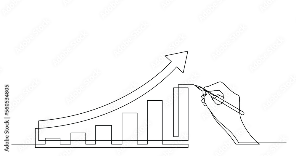 hand drawing business concept sketch of economical growth chart with ...