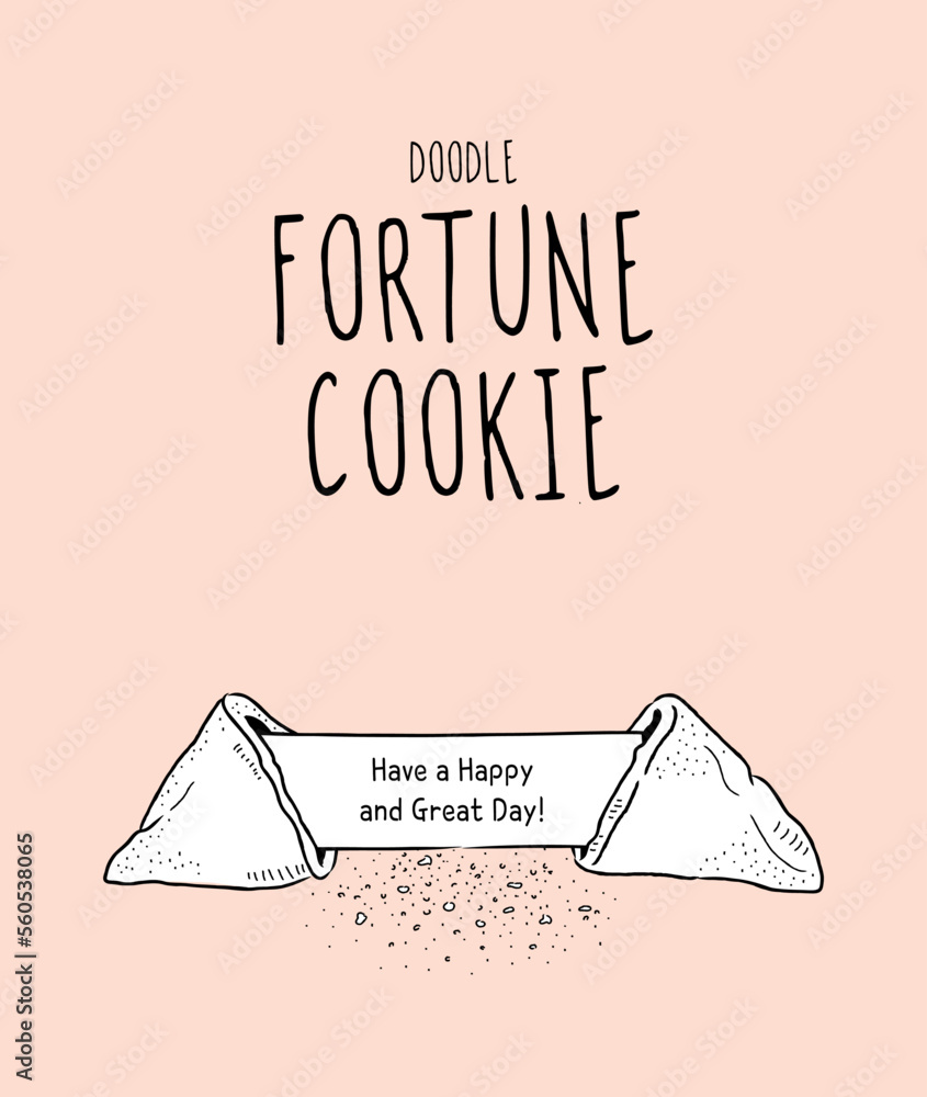 Cracked fortune cookie with place on paper for your text. Crisp cookie ...