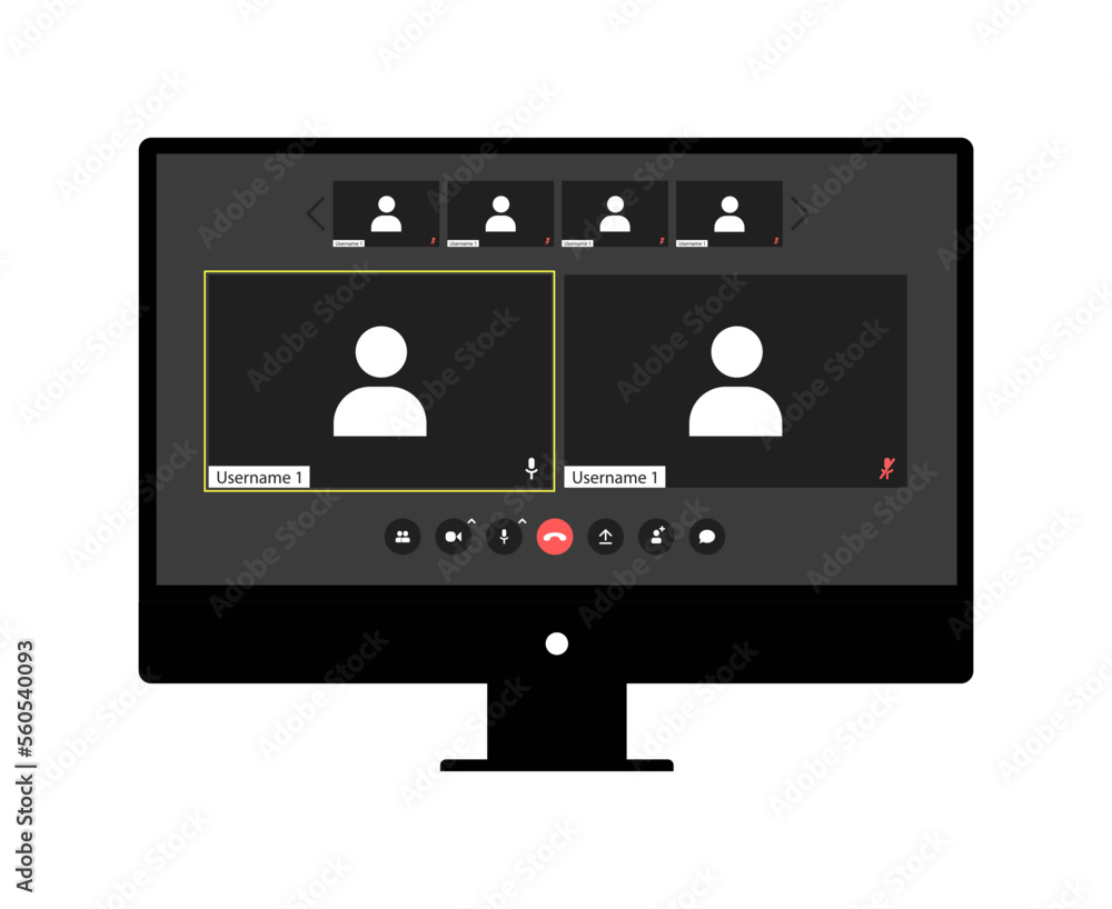 Video call program window with 6 users. UI UX template for video ...
