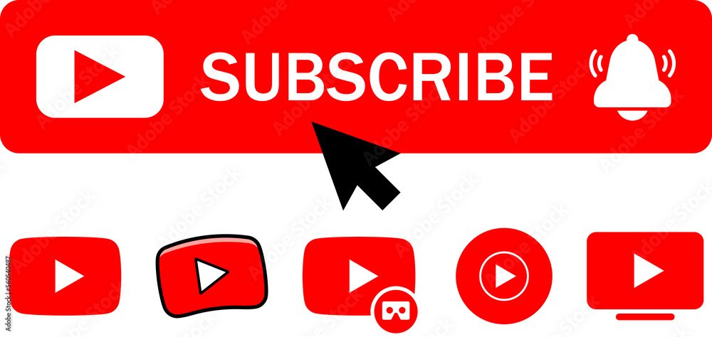 Foto de Subscribe button icon with arrow cursor. Official logotypes of ...