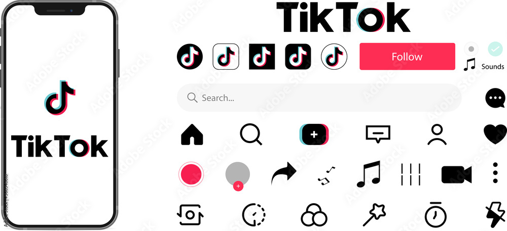 TikTok interface, profile. Tempale for social media. TikTok symbol in ...