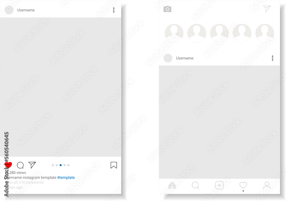 Instagram icons. Template frame for social media. Instagram mockup ...
