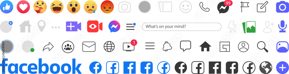 Facebook symbols, profile. Facebook template frame. Facebook mockup ...