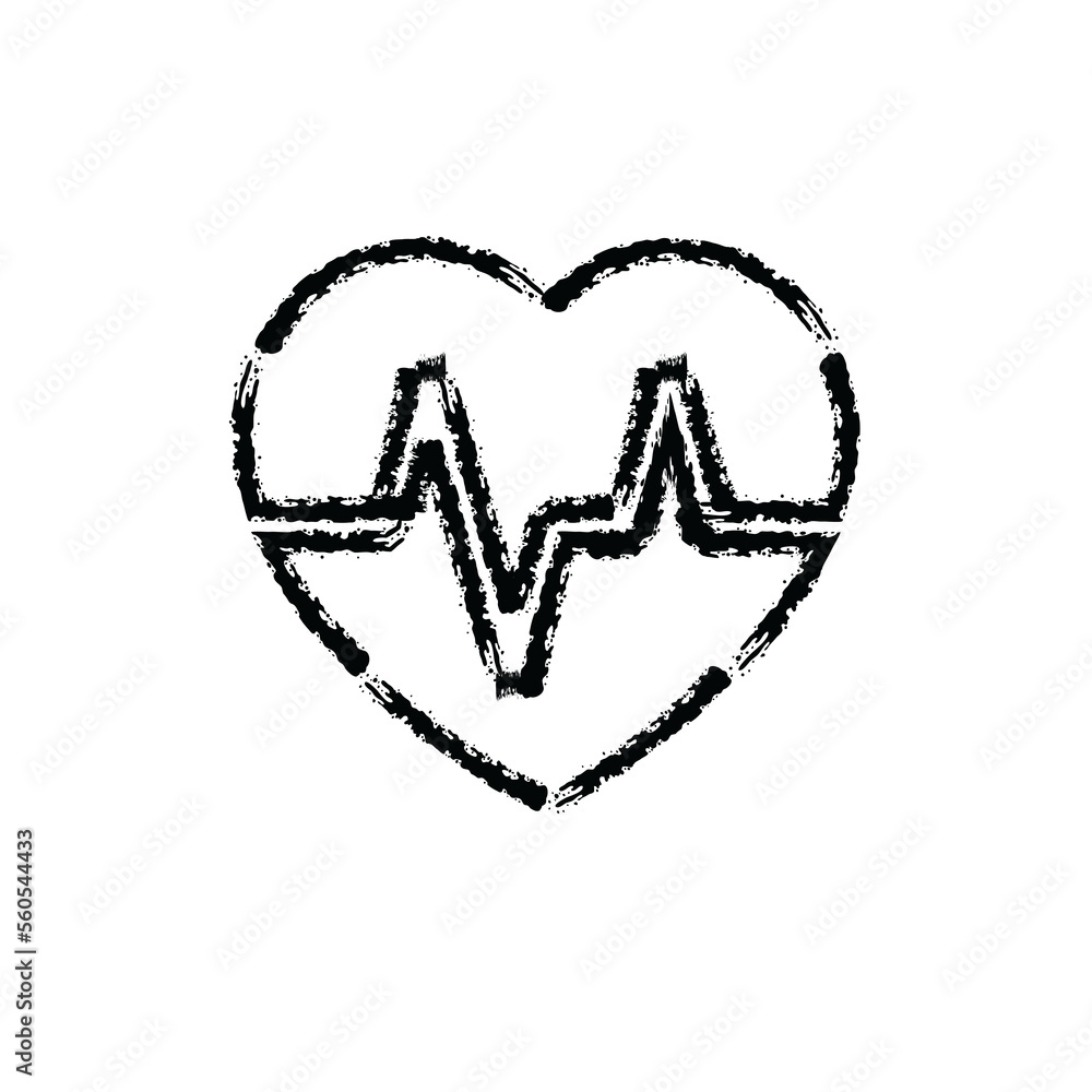 brush stroke hand drawn icon of heart health cardio - PNG image with ...