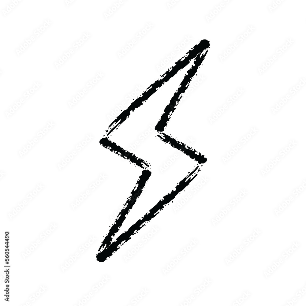 brush stroke hand drawn icon of lightning strike - PNG image with ...