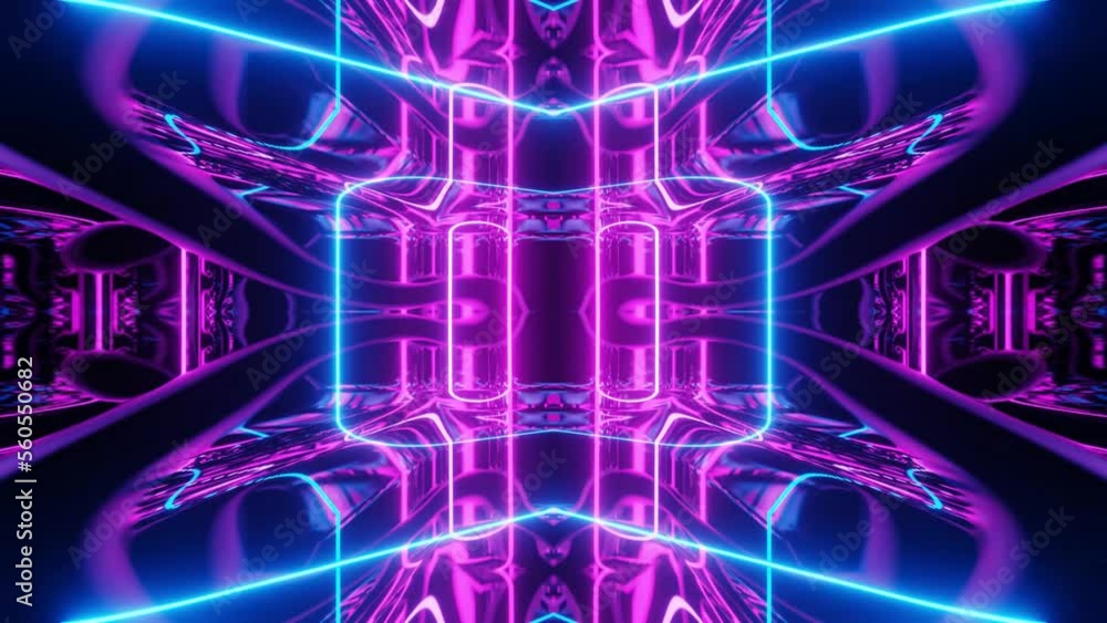 Vídeo do Stock: Vj loop neon room. Mirror room with moving neon light ...