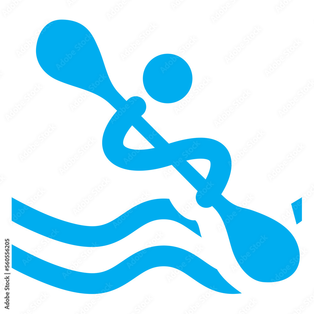 Blue and white vector graphic of a map symbol for paddle based water ...