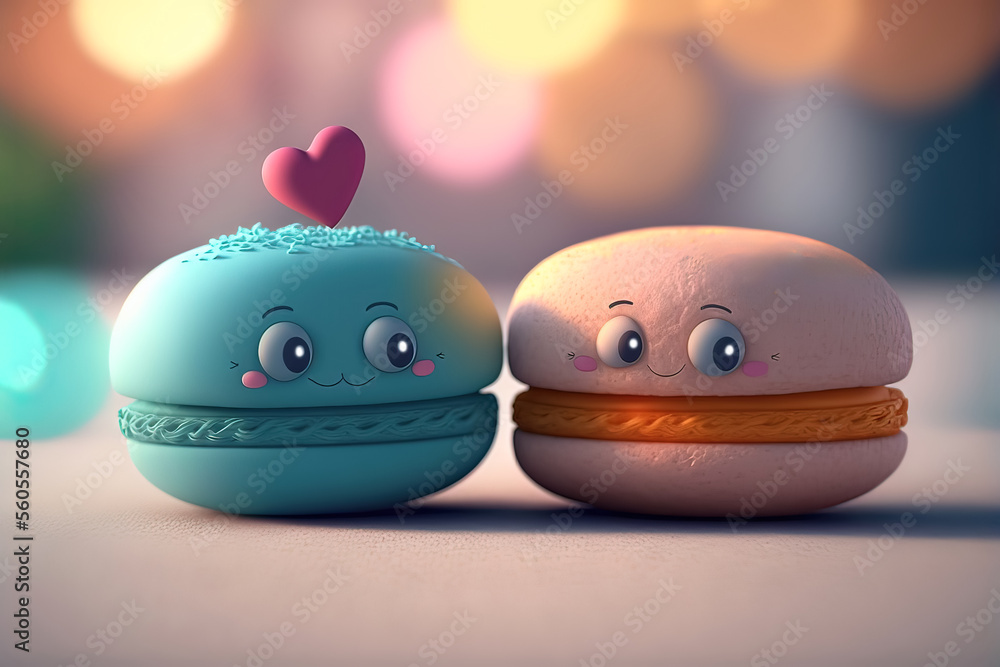 Cute image of the macaroon makaroon characters full of love and ...