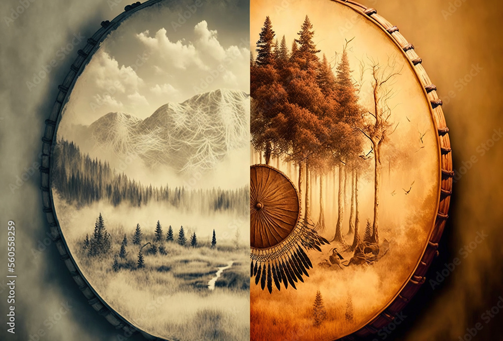 Shaman drum separates worlds, realities produce by the shamanic drum ...