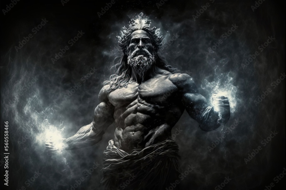 4K resolution or higher, the primordial darkness embodying a greek god ...