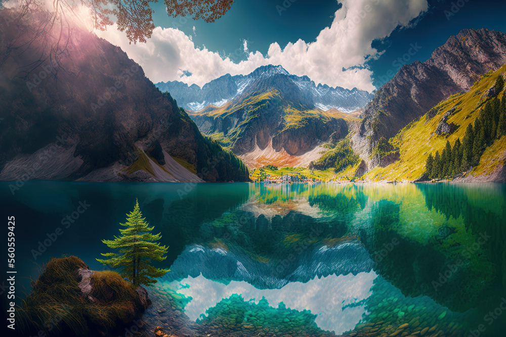 Fairy tale mountain lake in the Austrian Alps is breathtakingly ...
