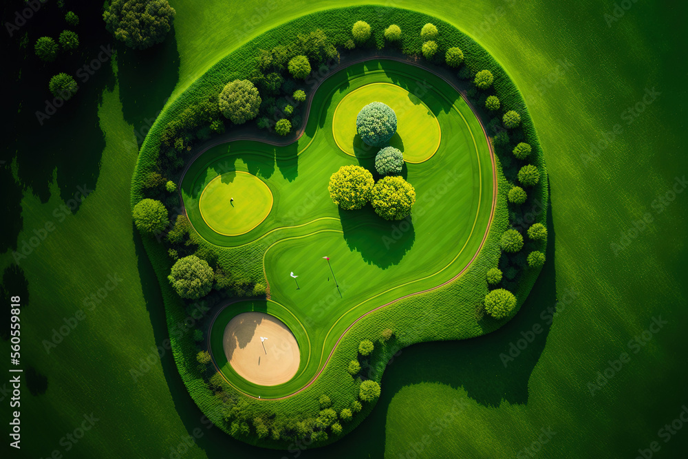 Golf course turf in green with a realistic grassy lawn for a natural ...