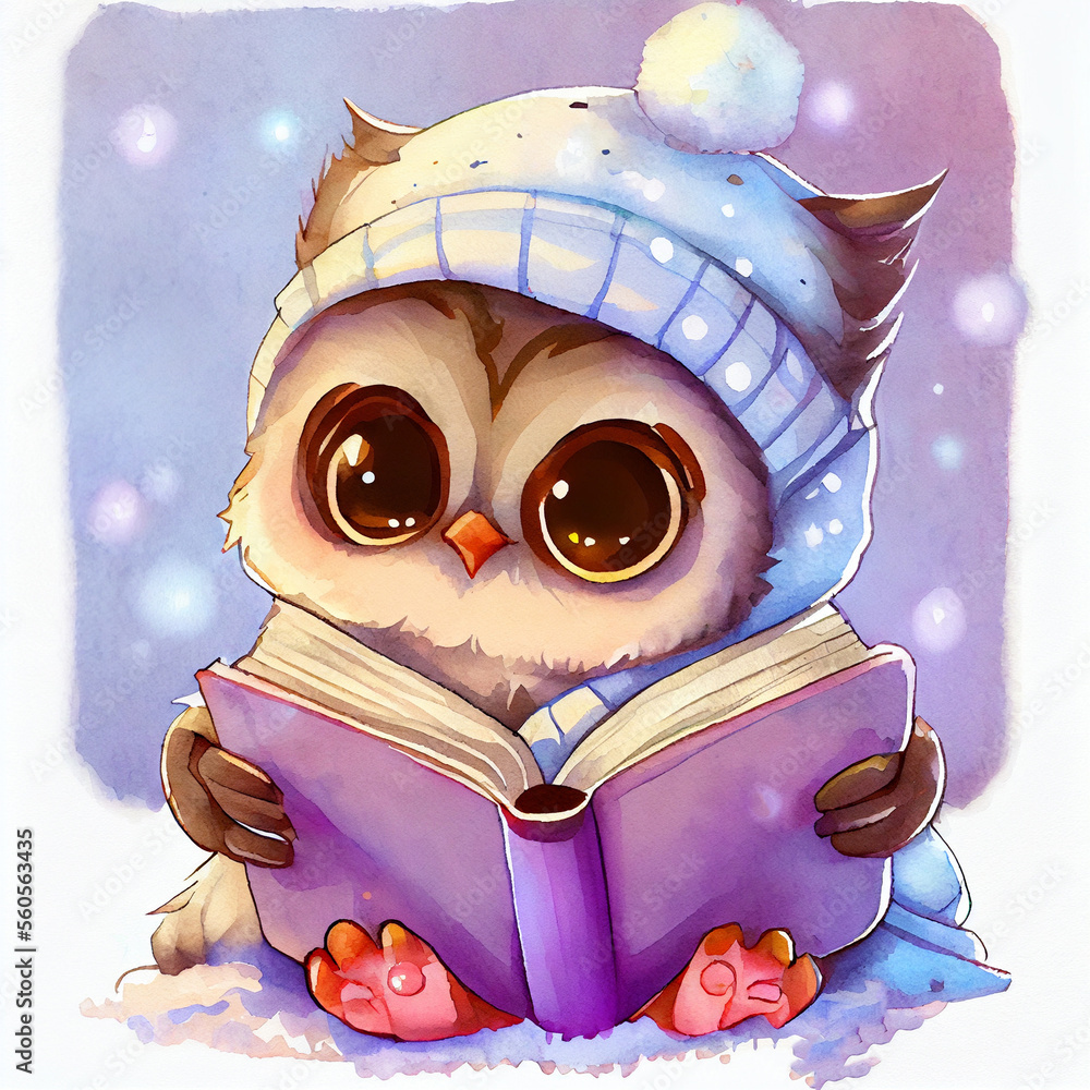 Cute Owl Reading