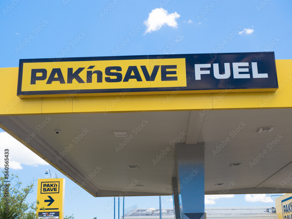 Albany-New Zealand-December 19,2022- The brand name sign of a Pak n ...