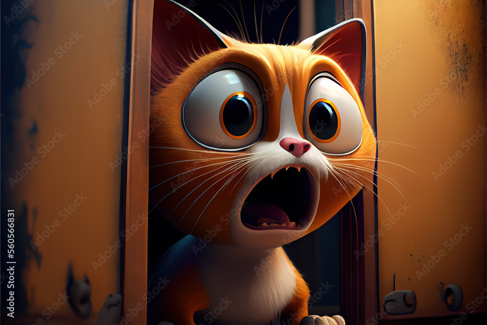 funny cat, cat yelling and acting strange cartoon like, ai generative ...