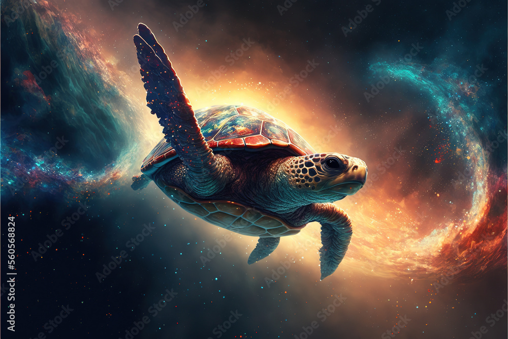 Cosmic whale swimming in space. Godlike creature, awe inspiring, dreamy ...