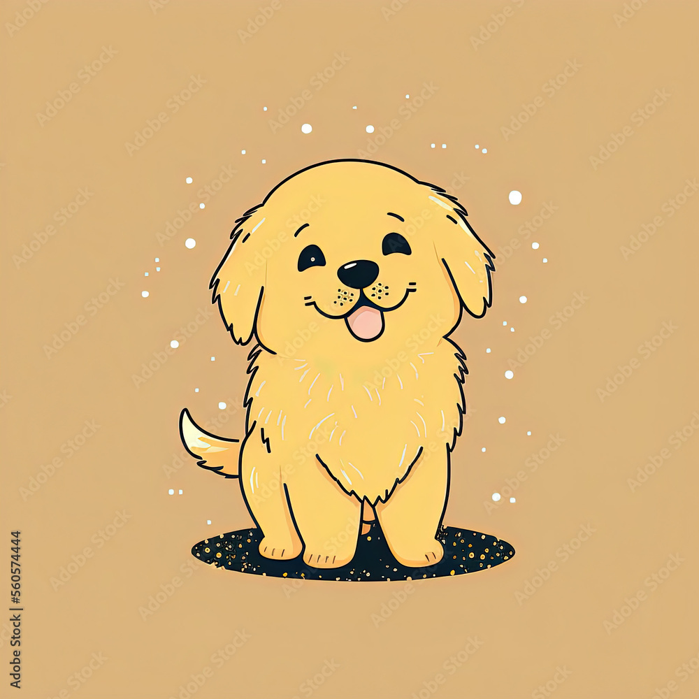 Cute Chibi Golden Retriever | Midjourney Generative AI ilustración de ...