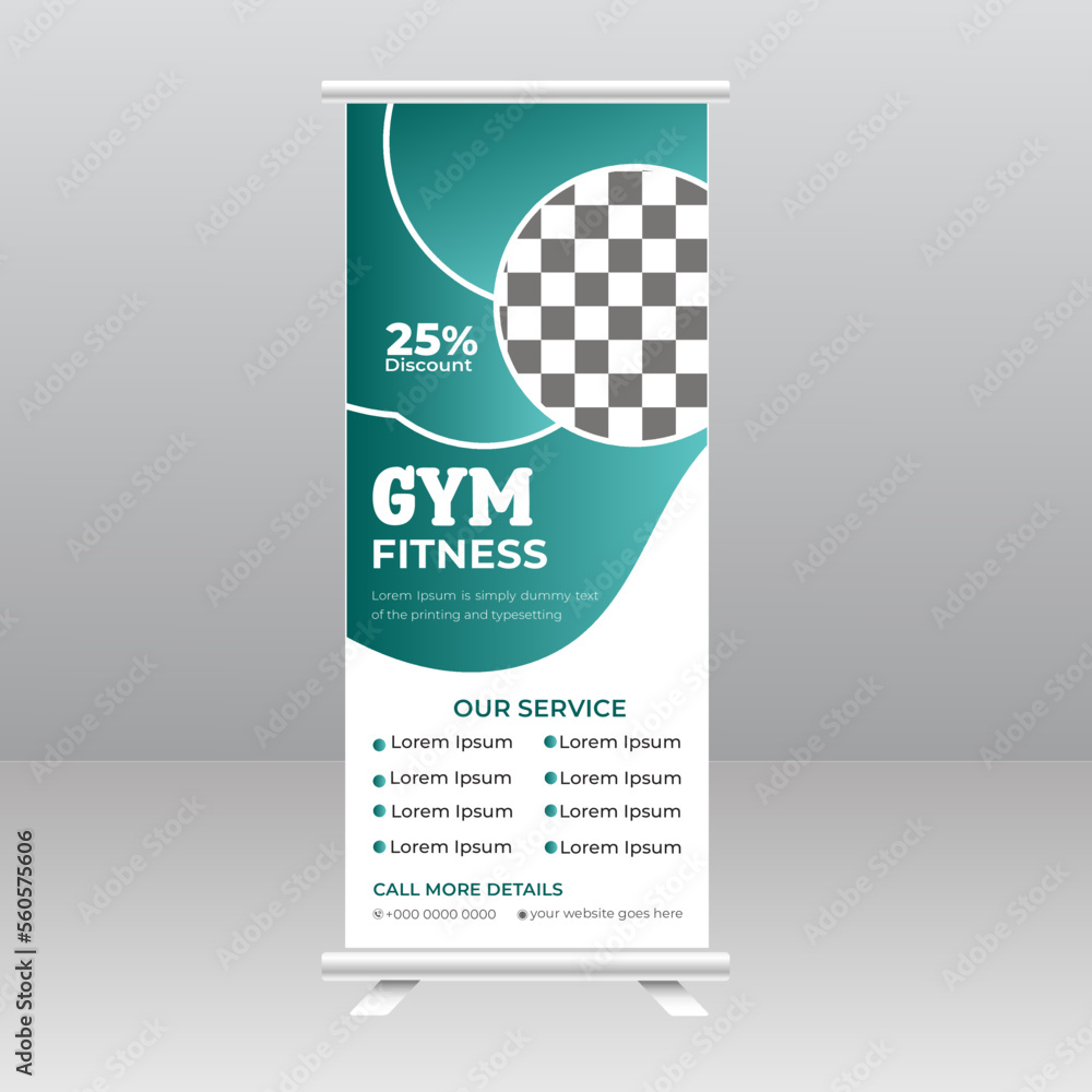 Fitness Gym Roll Up Stand Banner, body fit Standee, Flyer, Poster, Flag ...