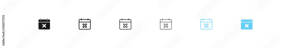 Calendar cancel icon. Remove schedule symbol. Reminder delete signs ...