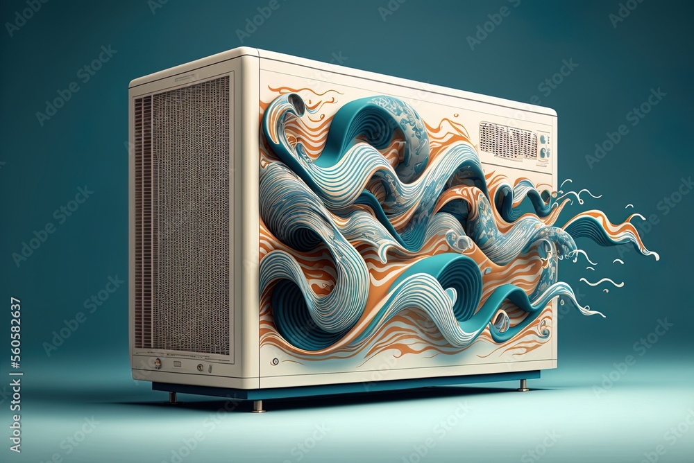 cool and warm air currents from an air conditioner. Generative AI Stock ...