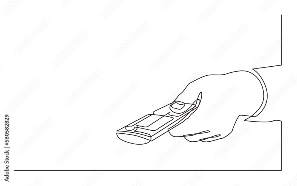 continuous line drawing hand clicking remote control - PNG image with ...