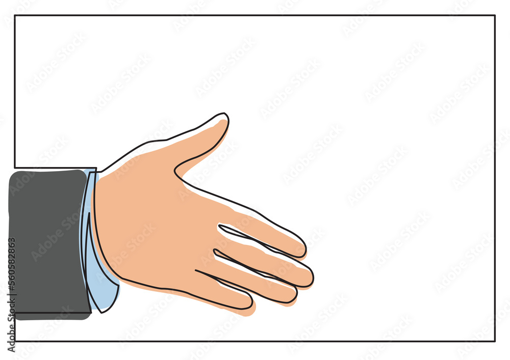 continuous line drawing hand greeting gesture in color - PNG image with ...