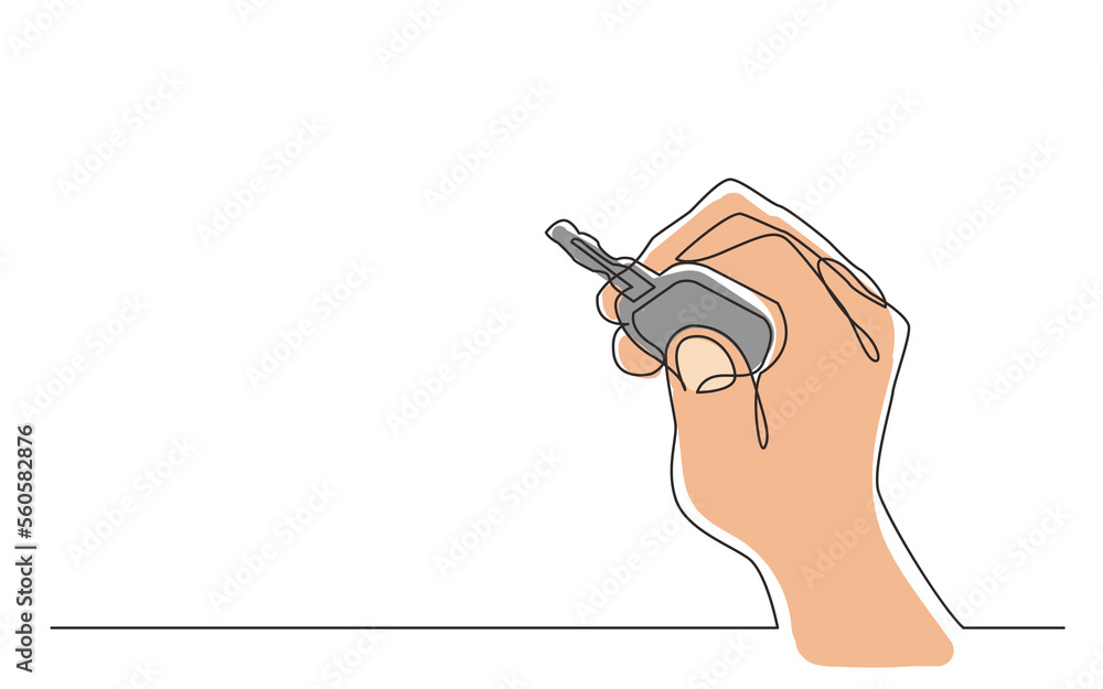 continuous line drawing hand holding car key in color - PNG image with ...