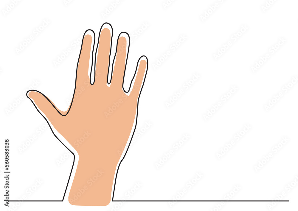 continuous line drawing hand waving gesture in color - PNG image with ...