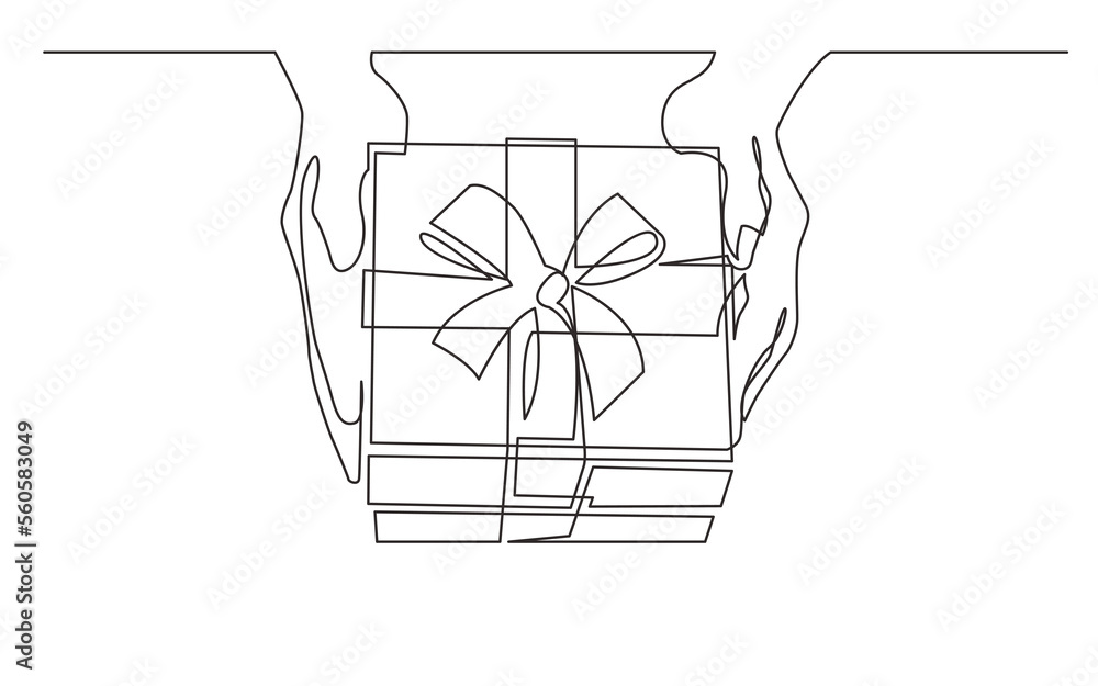continuous line drawing hands giving gift - PNG image with transparent ...