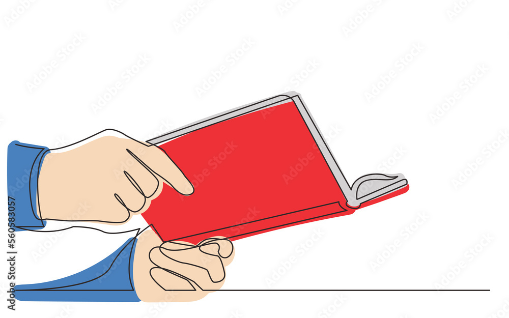 continuous line drawing hands holding book in color - PNG image with ...