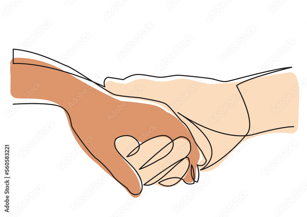 continuous line drawing holding hands together in color - PNG image ...