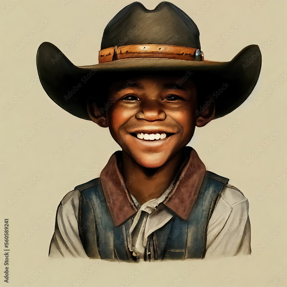 Cute Cowboy young man, watercolor illustration of a cowboy, young ...