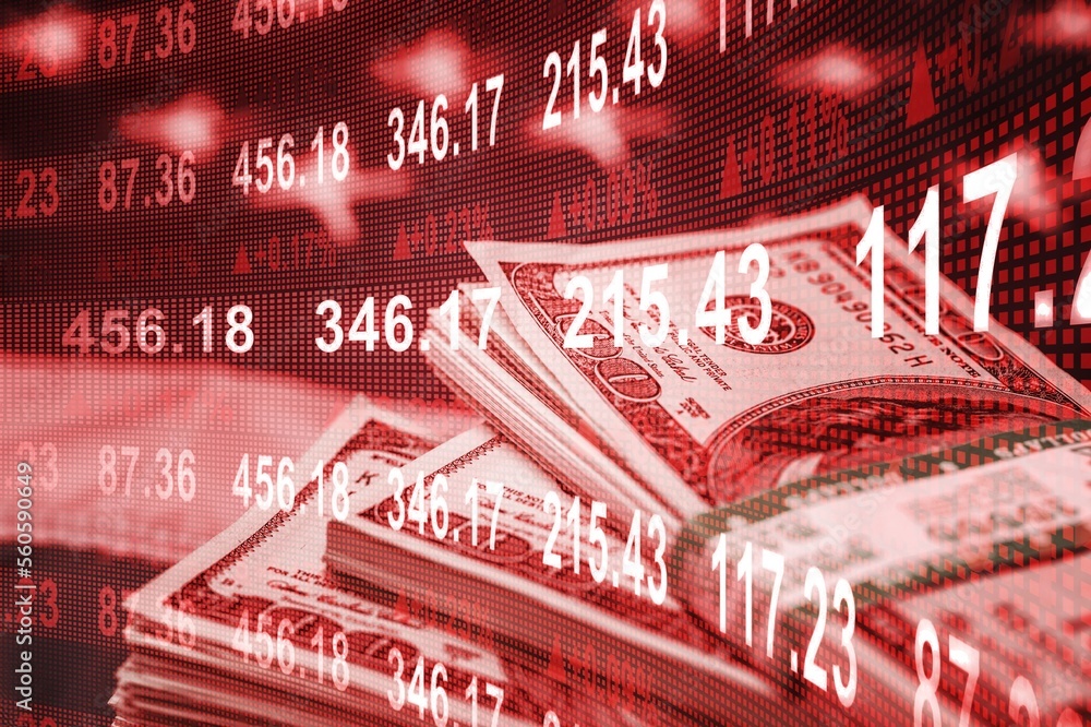 Red color chart and money background Stock Photo | Adobe Stock