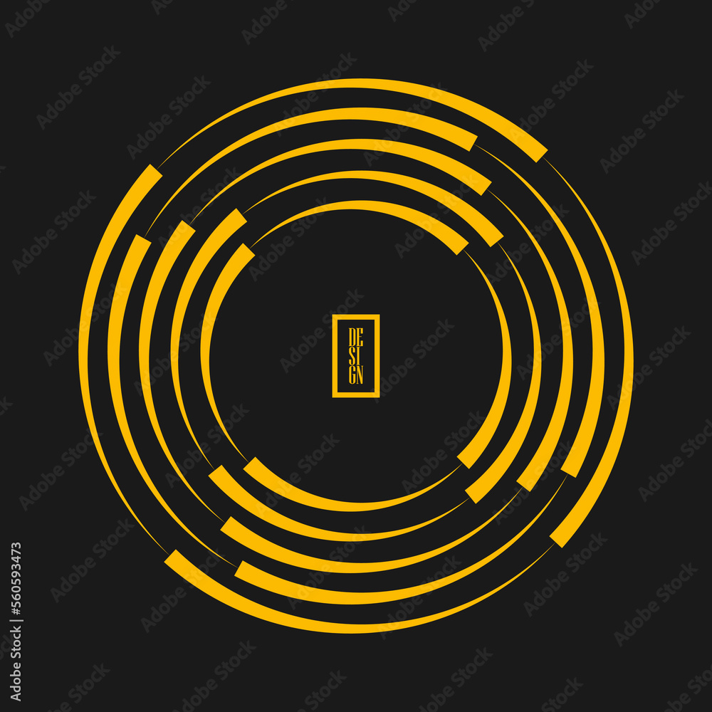 Abstract yellow lines in circle form. Geometric art. Design element for ...
