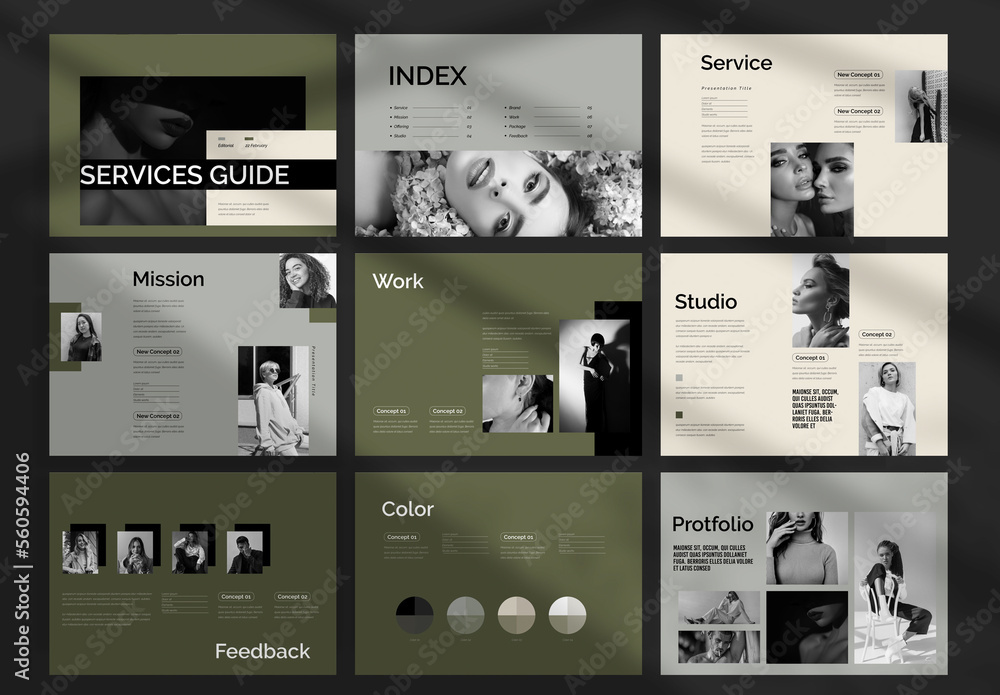 Services Guide Presentation Layout Stock Template | Adobe Stock