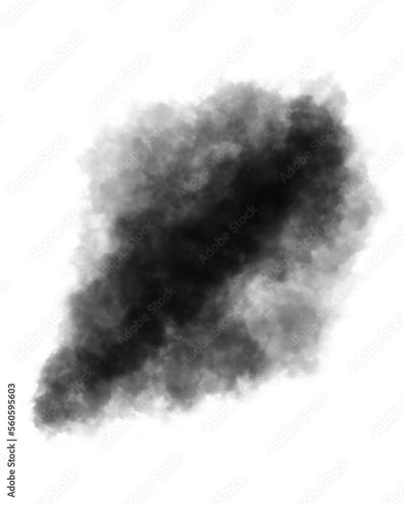 Abstract black puffs of smoke swirl overlay on transparent background pollution. Royalty high ...
