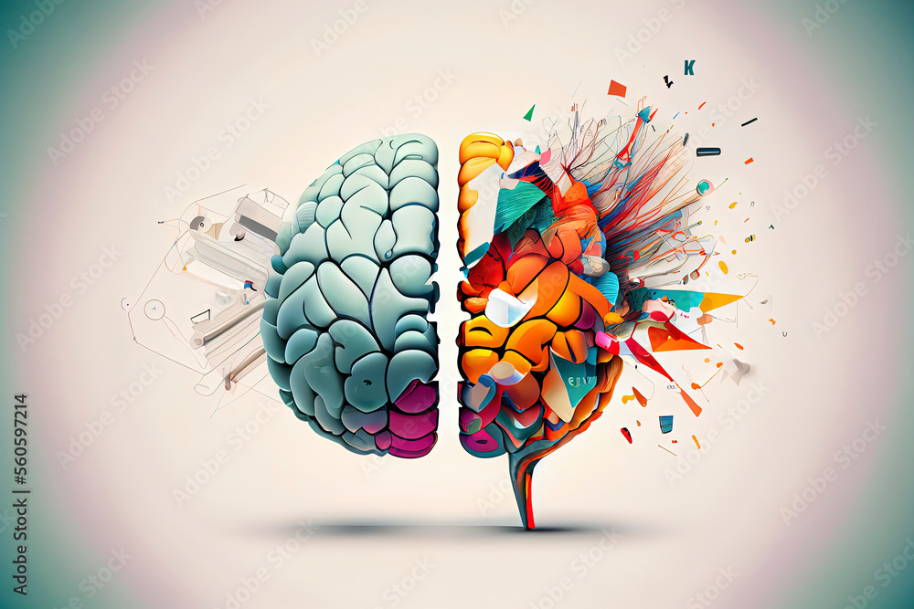 Left right human brain concept. Creative part and logic part with ... Left right human brain concept. Creative part and logic part with ...