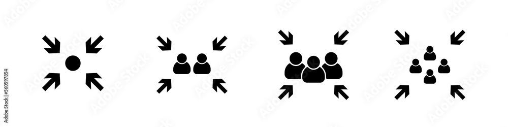 Gathering Point icon signs for people to meet in a safe place during ...