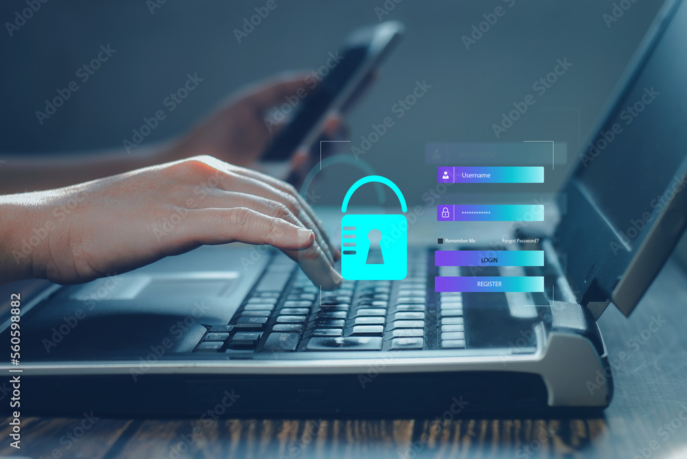 Fotografia do Stock: Cyber Security Internet and Networking Concepts ...