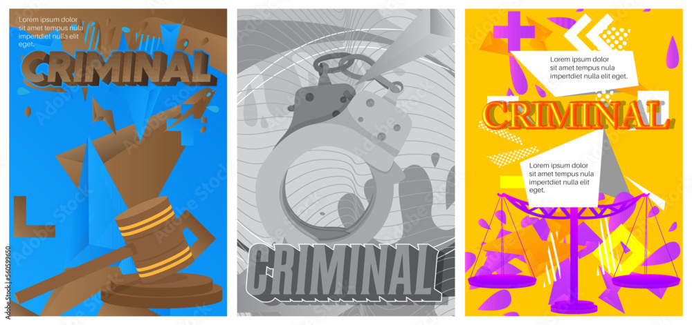 Criminal poster. Background vector illustration. Abstract Justice event ...