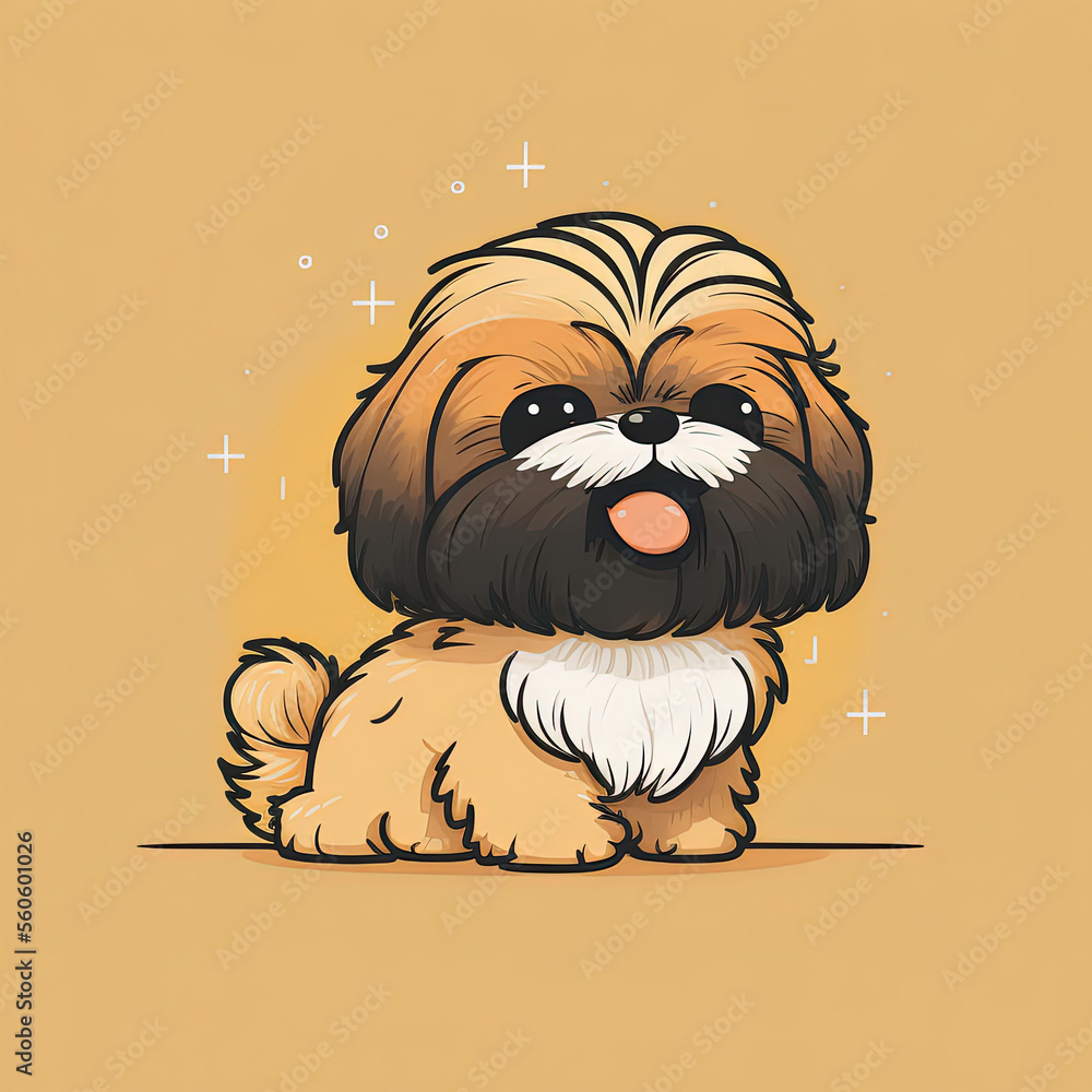 Cute Chibi Shih Tzu | Midjourney Generative AI Stock Illustration | Adobe Stock