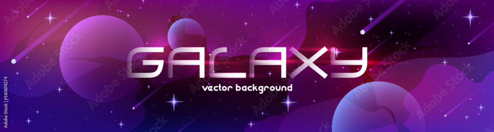 Space background for web banner design. Vector cartoon illustration of ...